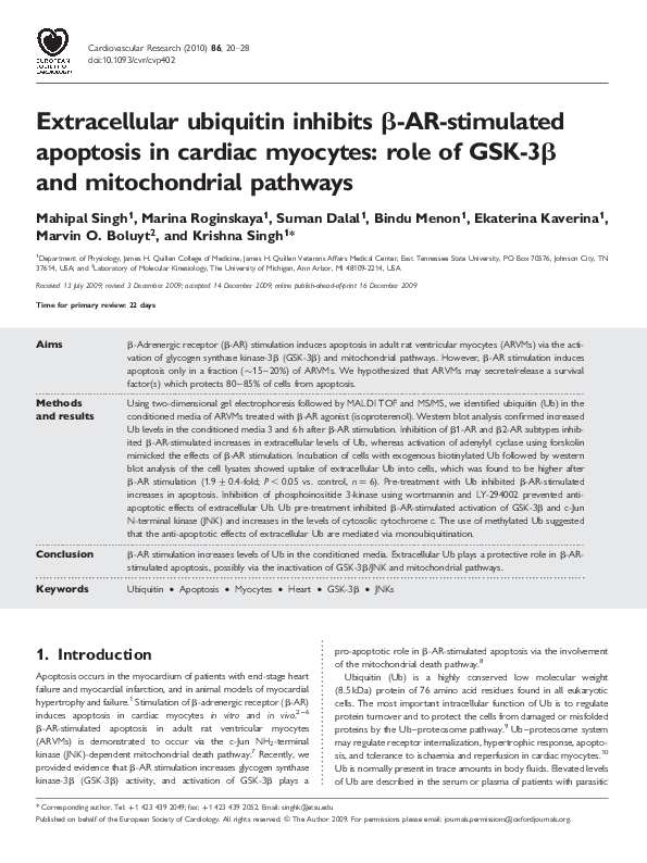 (PDF) Extracellular ubiquitin inhibits -AR-stimulated apoptosis in ...