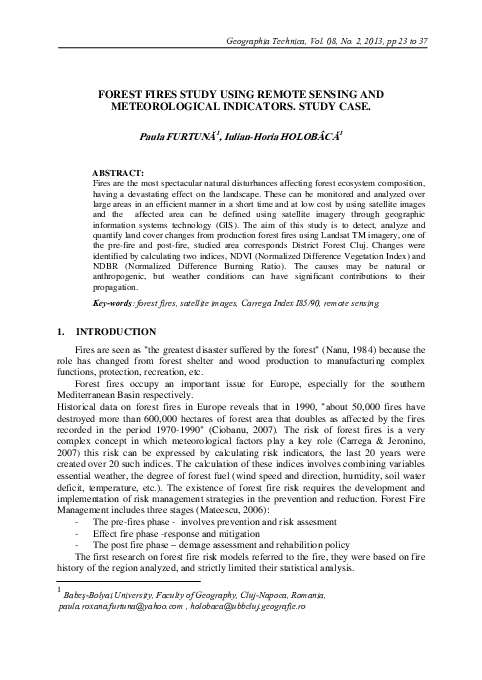 Forest fires study using remote sensing and meteorological indicators ...