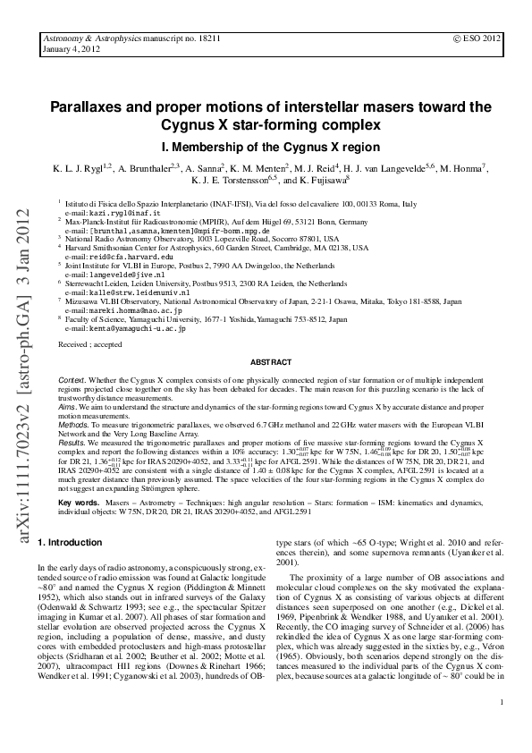 (PDF) Parallaxes and proper motions of interstellar masers toward the ...