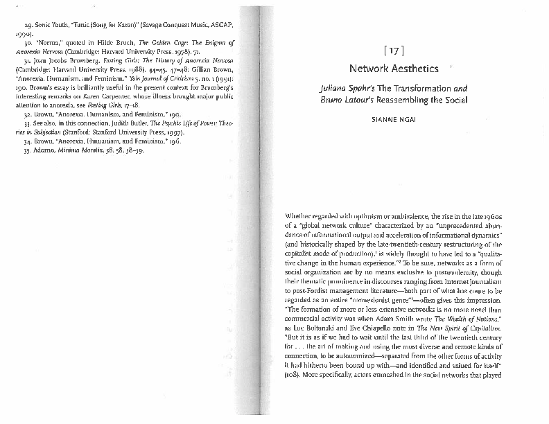 (PDF) Network Aesthetics: Juliana Spahr’s The Transformation and Bruno ...