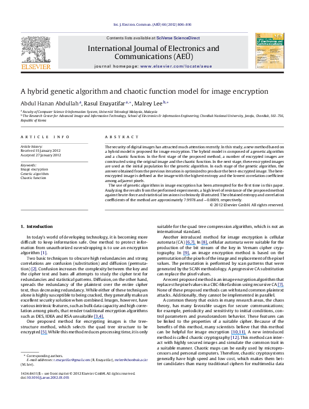 Pdf A Hybrid Genetic Algorithm And Chaotic Function Model For Image