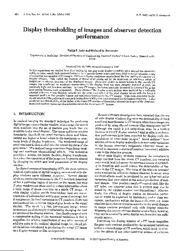 (PDF) Display thresholding of images and observer detection performance