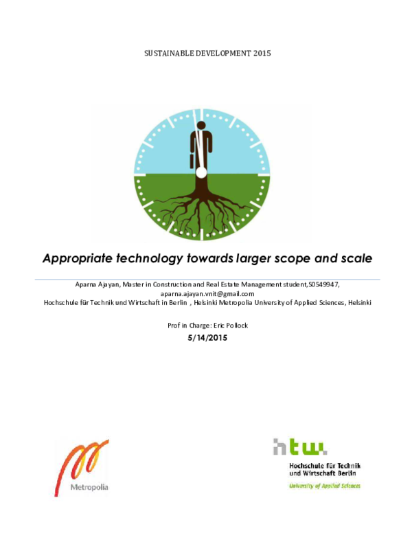 (PDF) Appropriate technology towards larger scope and scale