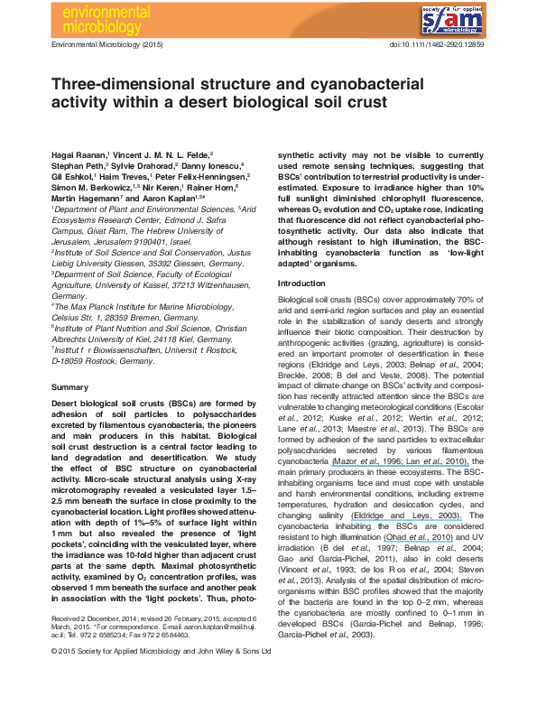 (PDF) 3D structure and cyanobacterial activity within a desert biological soil crust