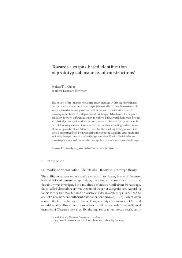 Pdf Towards A Corpus Based Identification Of Prototypical Instances