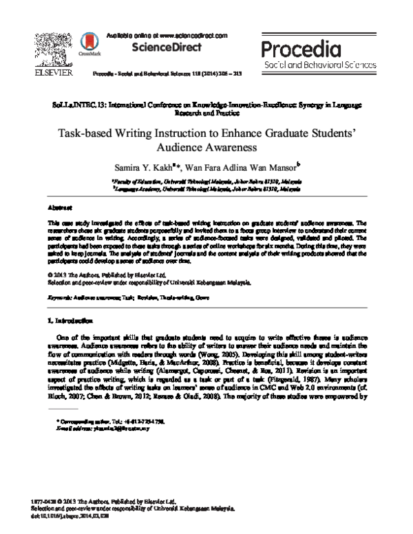 (PDF) Task-based Writing Instruction to Enhance Graduate Students ...