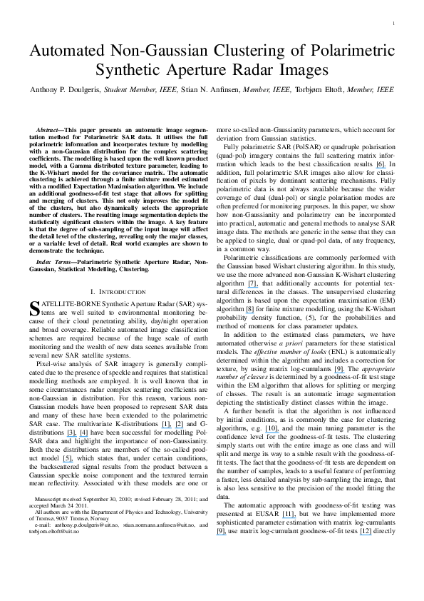 Pdf Automated Non Gaussian Clustering Of Polarimetric Synthetic