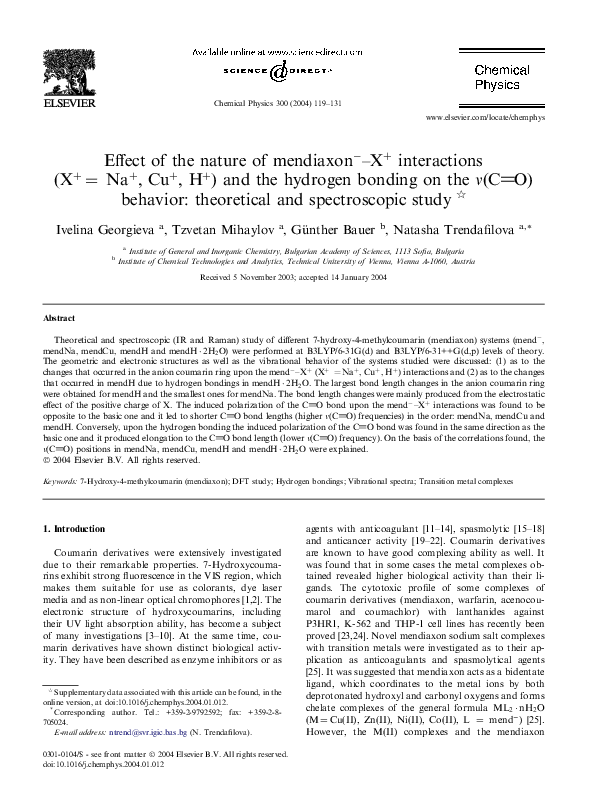(PDF) Effect of the nature of mendiaxon−–X+ interactions (X+= Na+, Cu+ ...