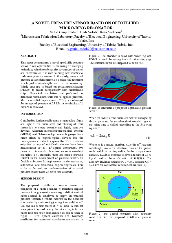 (PDF) A novel pressure sensor based on optofluidic micro-ring resonator