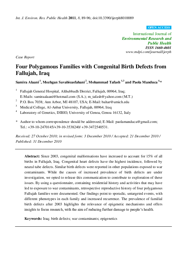 (PDF) Four Polygamous Families with Congenital Birth Defects from ...