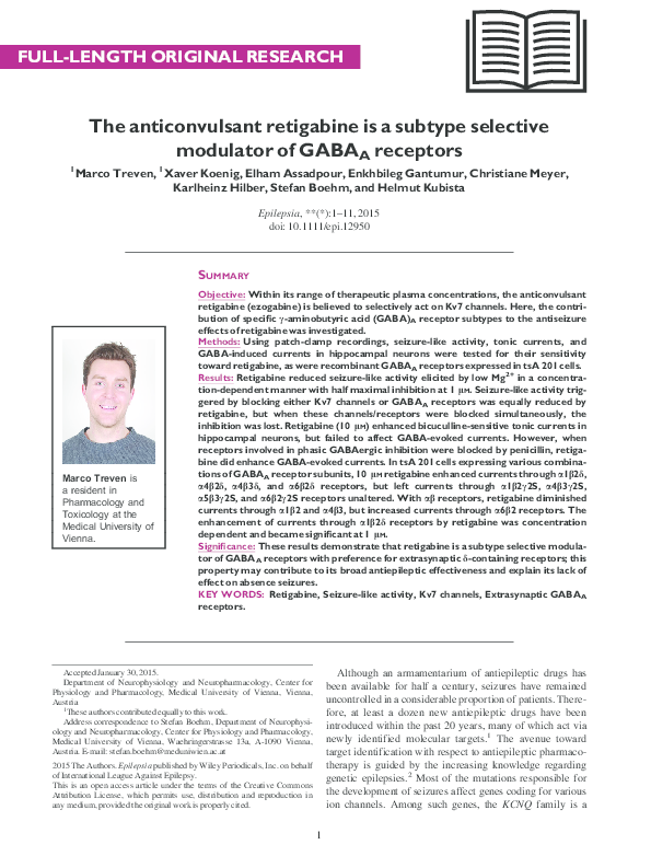 (PDF) The anticonvulsant retigabine is a subtype selective modulator of ...