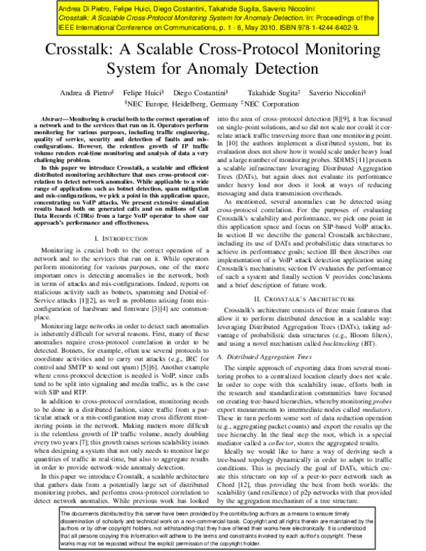 (PDF) Crosstalk: A Scalable Cross-Protocol Monitoring System for Anomaly Detection