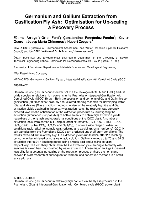 (PDF) Germanium and Gallium Extraction from Gasification Fly Ash ...