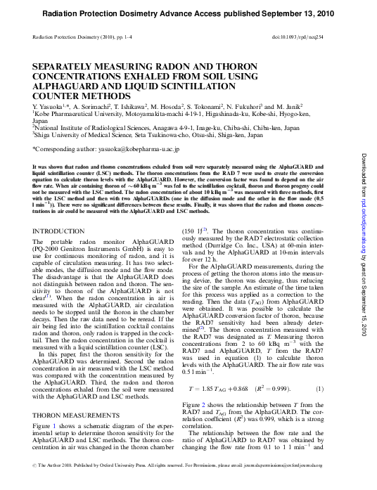 (PDF) Separately measuring radon and thoron concentrations exhaled from ...