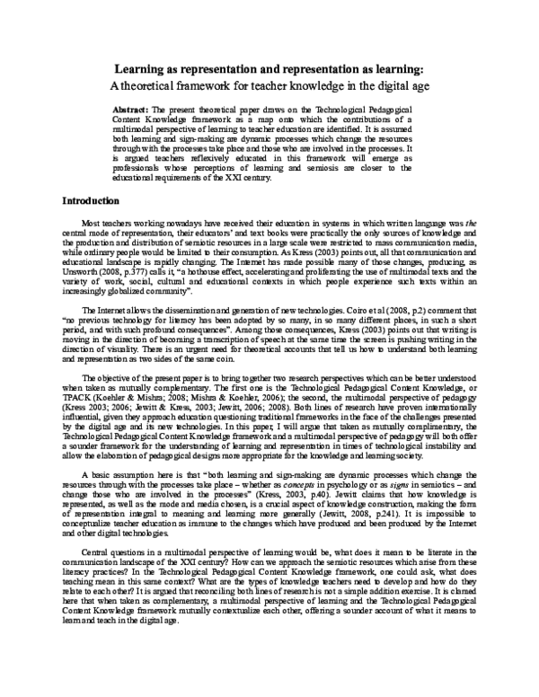 (PDF) Learning as representation and representation as learning: A ...