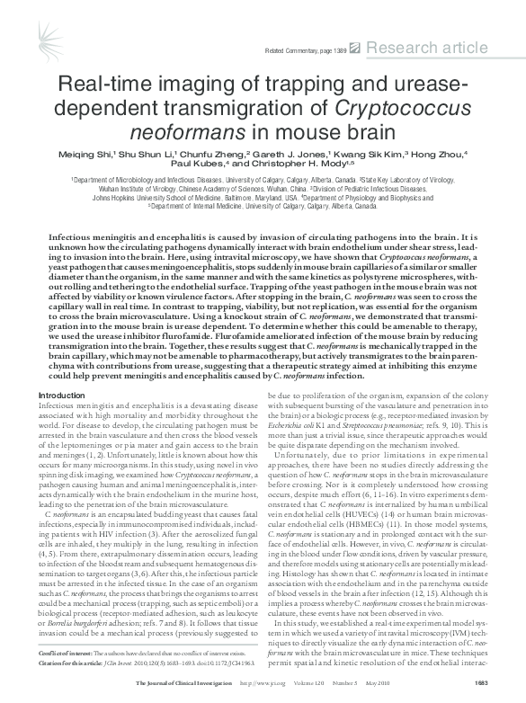 (PDF) Real-time imaging of trapping and urease-dependent transmigration ...