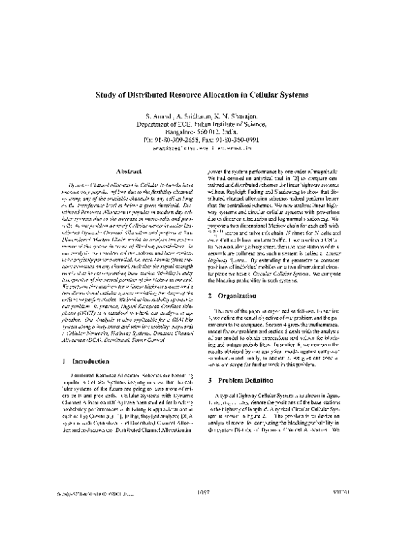 (PDF) Study of distributed resource allocation in cellular systems