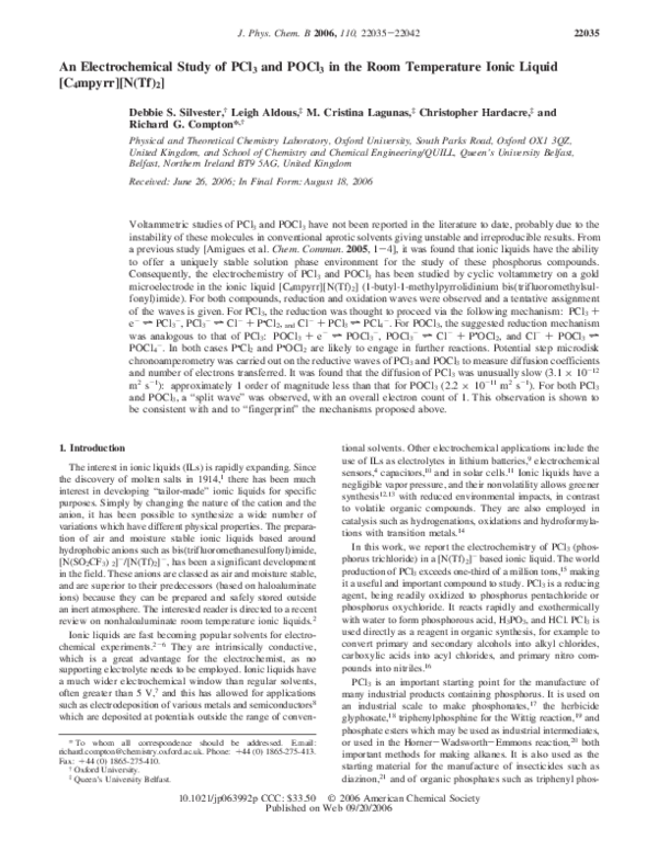 (PDF) An Electrochemical Study of PCl3 and POCl3 in the Room ...