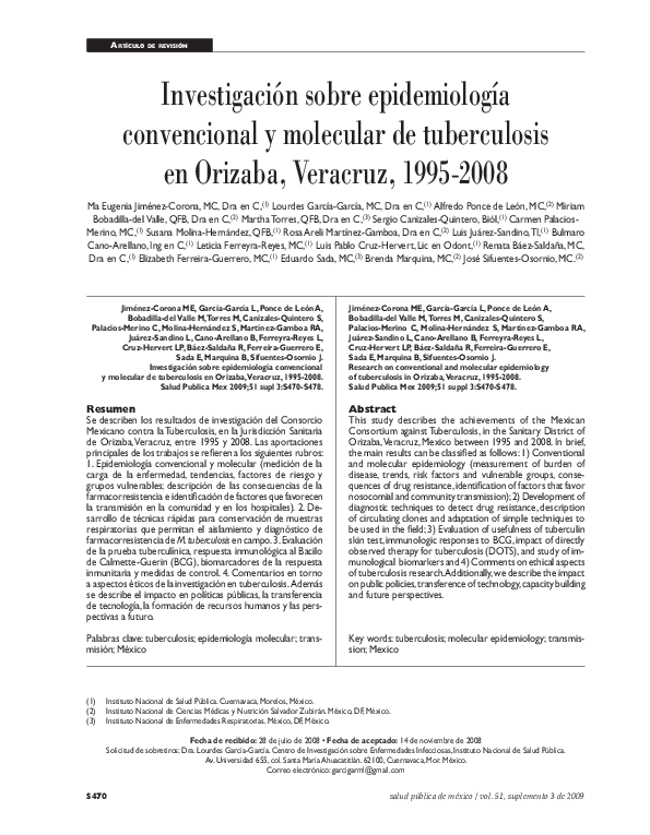 (PDF) Investigación sobre epidemiología convencional y molecular de ...