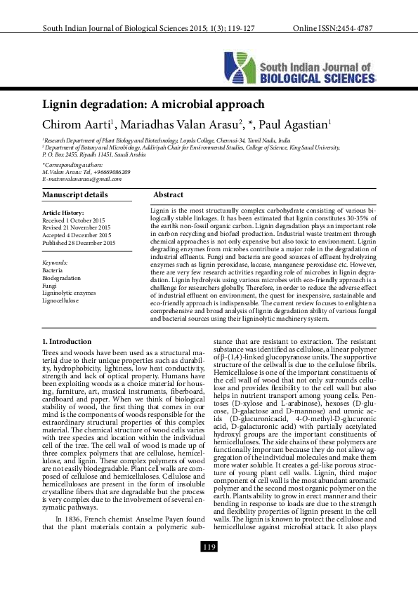(PDF) Lignin degradation: A microbial approach