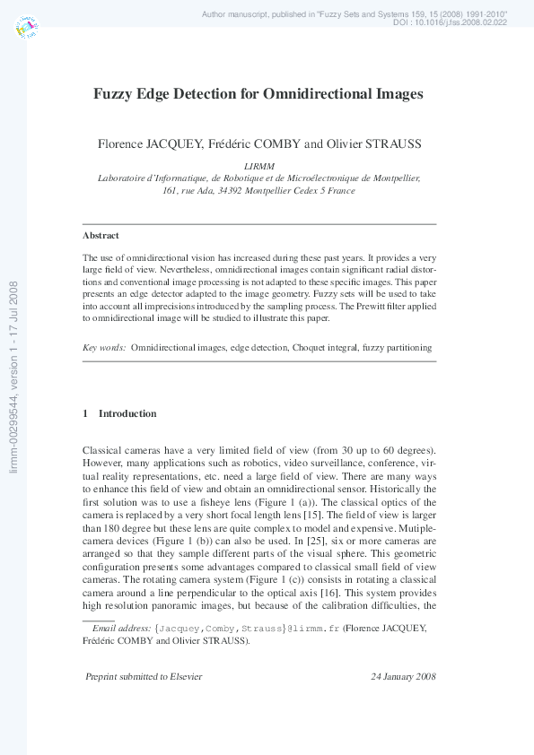 (PDF) Fuzzy edge detection for omnidirectional images