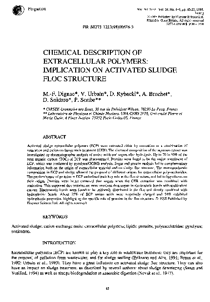(PDF) Chemical description of extracellular polymers: implication on ...