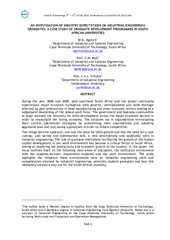 (PDF) An Investigation Of Industry Expectations On Industrial ...
