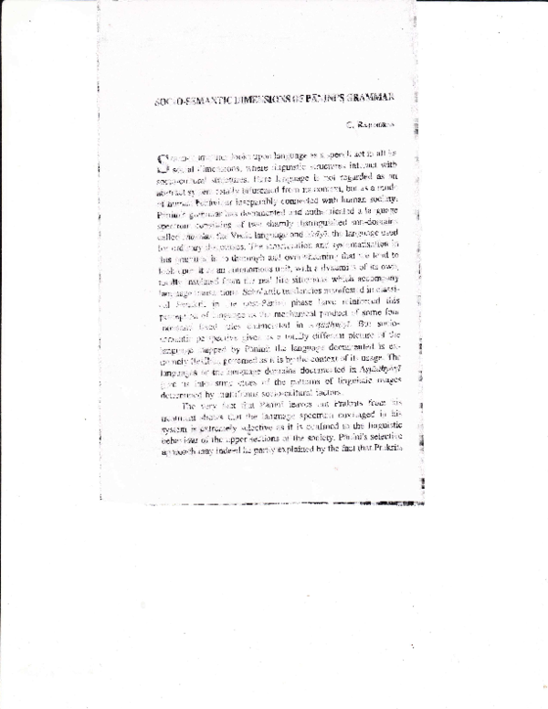 (PDF) Socio-semantic Dimensions of Panini's Grammar