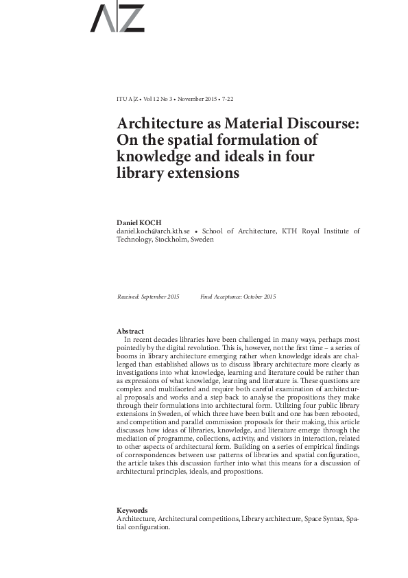(PDF) Architecture as Material Discourse: On the spatial formulation of ...