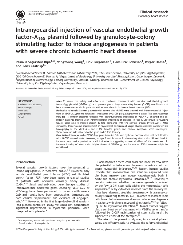 (PDF) Intramyocardial injection of vascular endothelial growth factor ...