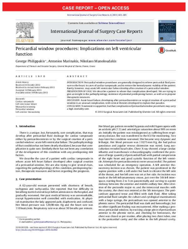 (PDF) Pericardial window procedures: Implications on left ventricular ...
