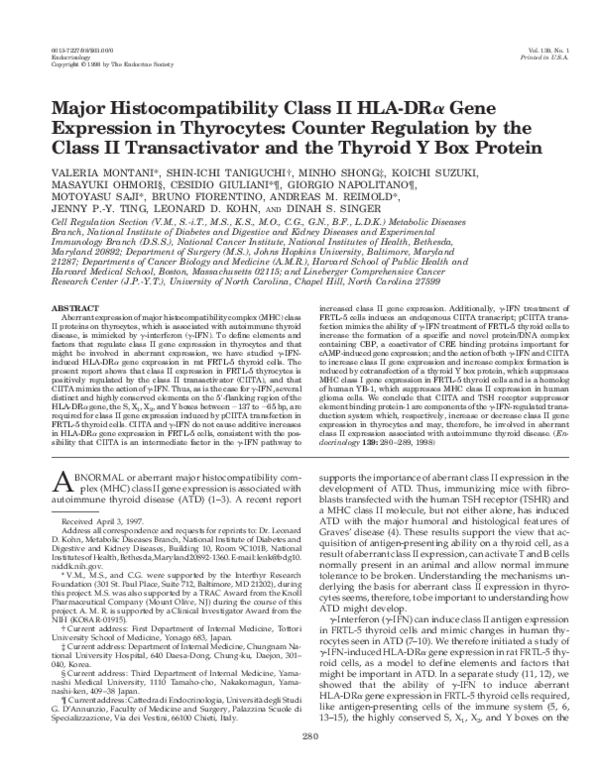 (PDF) Major Histocompatibility Class II HLA-DR Gene Expression in ...