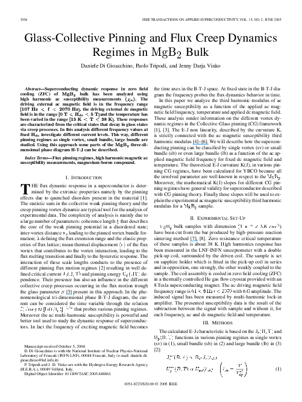 (PDF) Glass-Collective Pinning and Flux Creep Dynamics Regimes in $rm ...