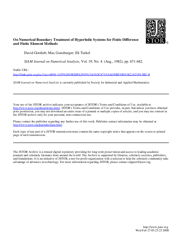 (PDF) On Numerical Boundary Treatment of Hyperbolic Systems for Finite Difference and Finite ...