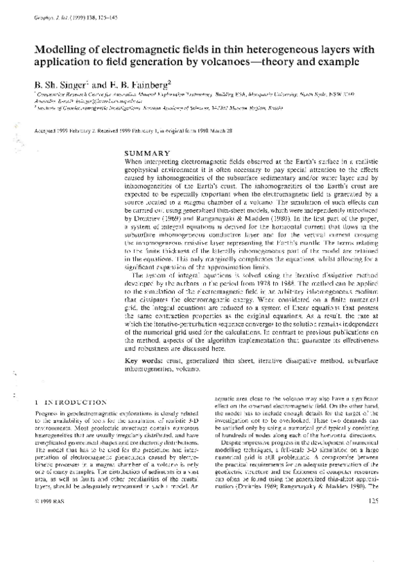 Pdf Modelling Of Electromagnetic Fields In Thin Heterogeneous Layers With Application To Field
