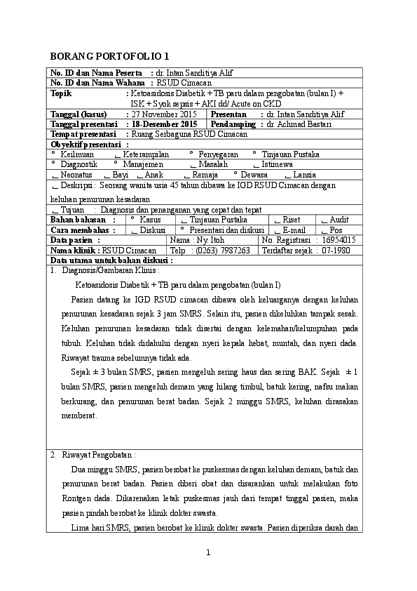 (DOC) Portofolio KAD TB paru dalam pengobatan | nanda afritari ...