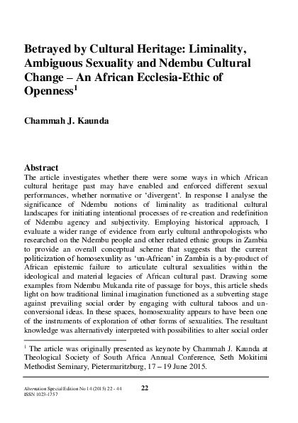 (PDF) Betrayed by Cultural Heritage: Liminality, Ambiguous Sexuality ...