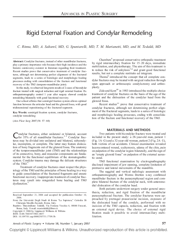 (PDF) Rigid External Fixation and Condylar Remodeling