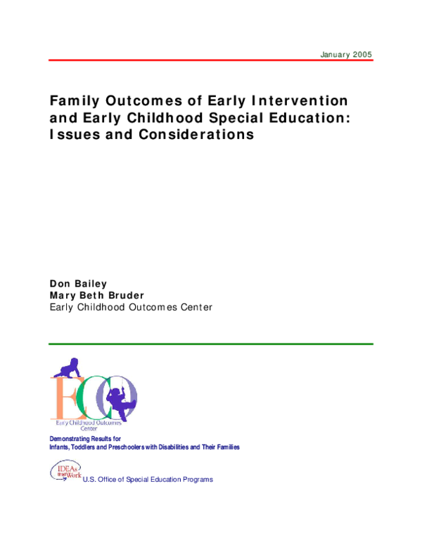 (PDF) Family outcomes of early intervention and early childhood special ...
