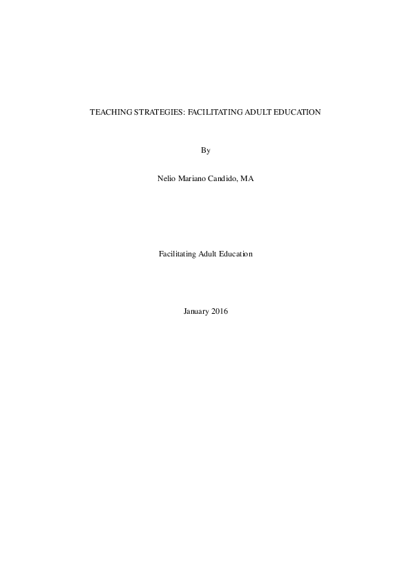 (PDF) Teaching Strategies: Facilitating Adult Education