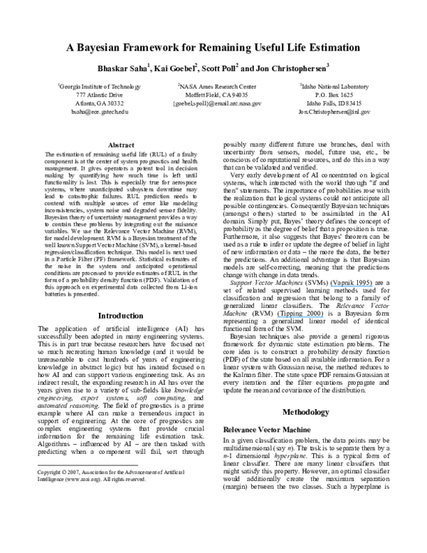 Pdf A Bayesian Framework For Remaining Useful Life Estimation