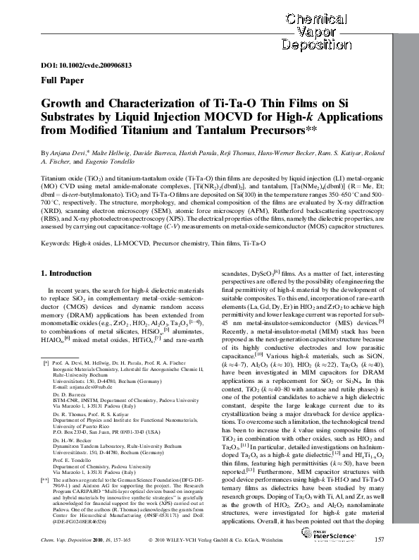 (PDF) Ti-Ta-O Thin Films via Liquid Injection MOCVD
