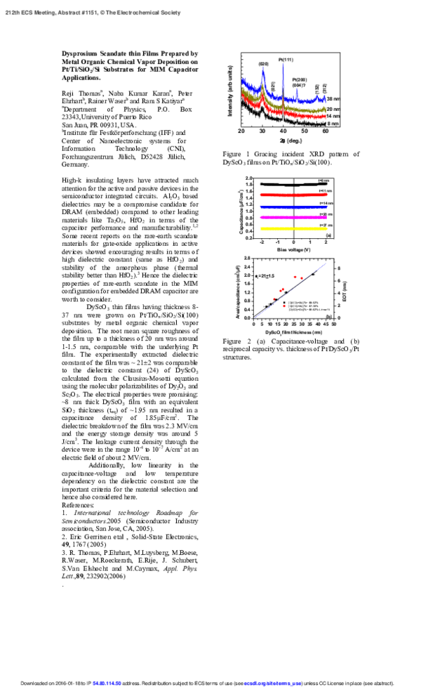 (PDF) Dysprosium Scandate Thin Films Prepared by Metal Organic Chemical ...
