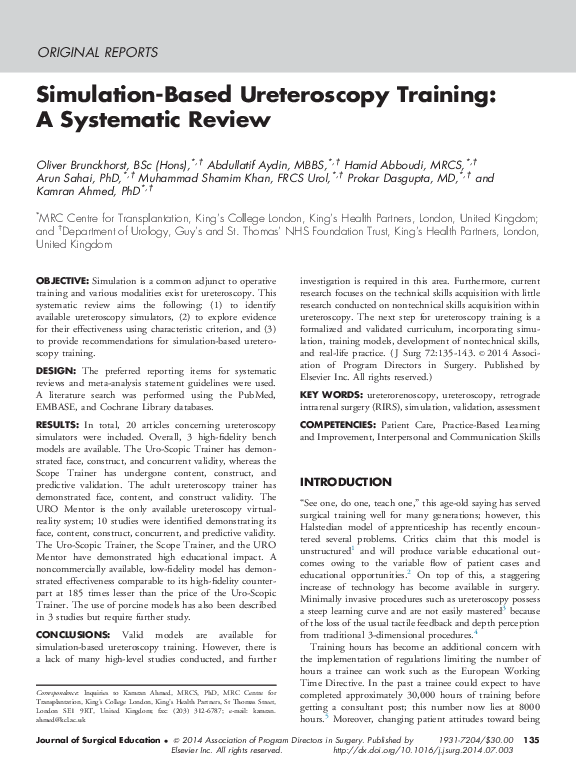 (PDF) Simulation-Based Ureteroscopy Training: A Systematic Review