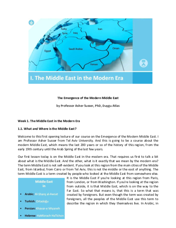 (PDF) 1-The Emergence of the Modern Middle East