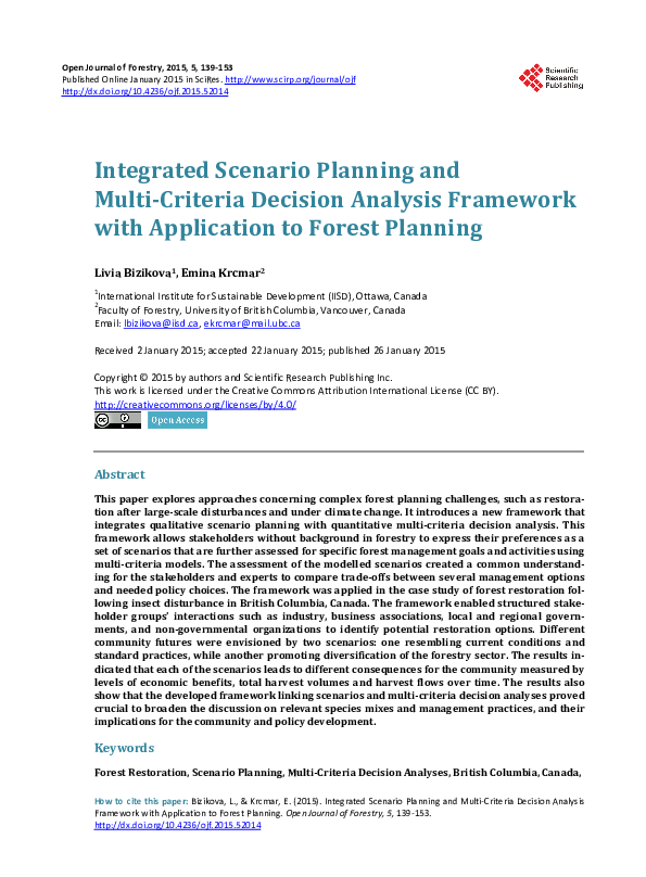 (PDF) Integrated Scenario Planning and Multi-Criteria Decision Analysis ...