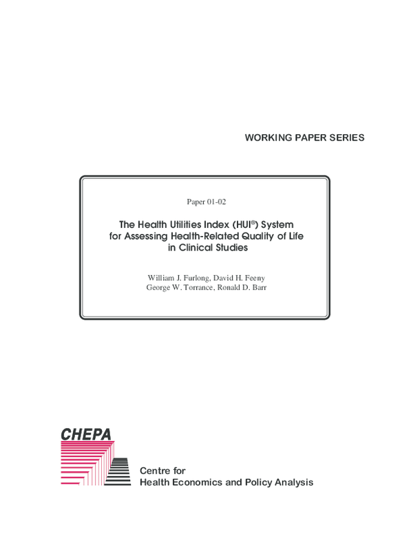 (PDF) The Health Utilities Index (HUI®) system for assessing health ...