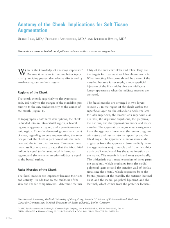 (PDF) Anatomy of the Cheek: Implications for Soft Tissue Augmentation