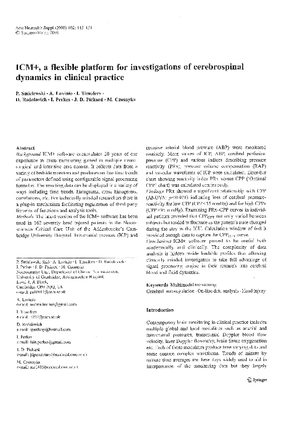 (PDF) ICM+, a flexible platform for investigations of cerebrospinal ...