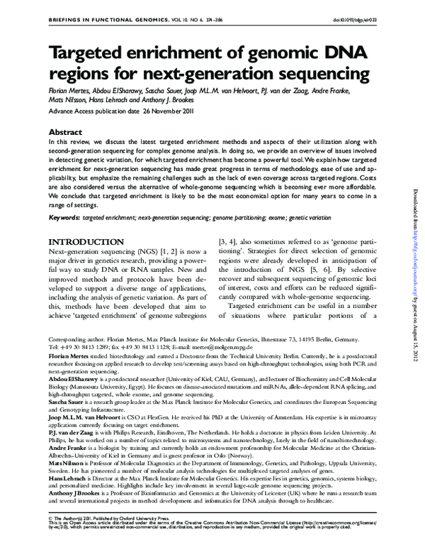 (PDF) Targeted enrichment of genomic DNA regions for next-generation ...